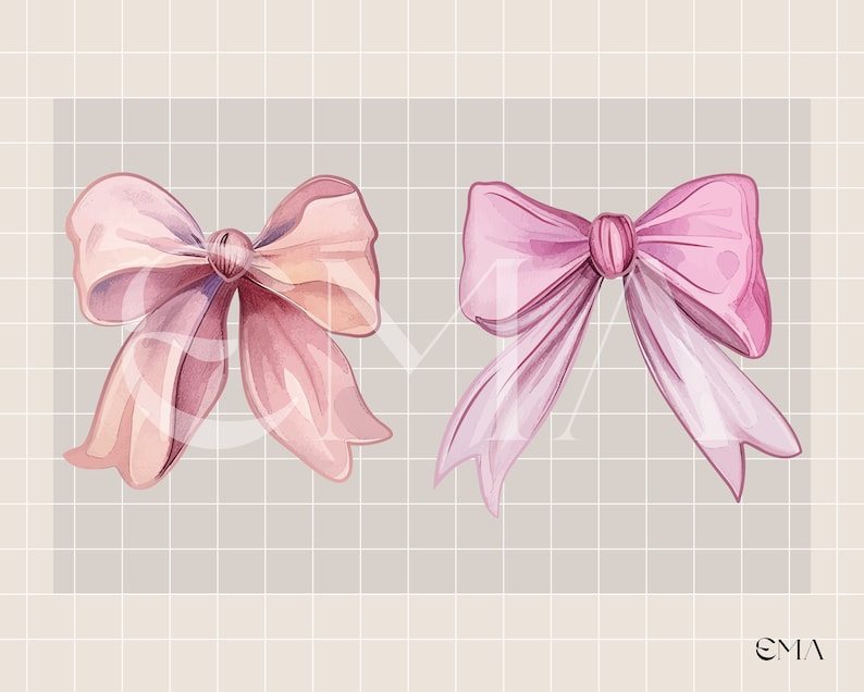 COQUETTE Bows Clipart, 12 PNG Designs, Watercolor Style EPS Bundle ...