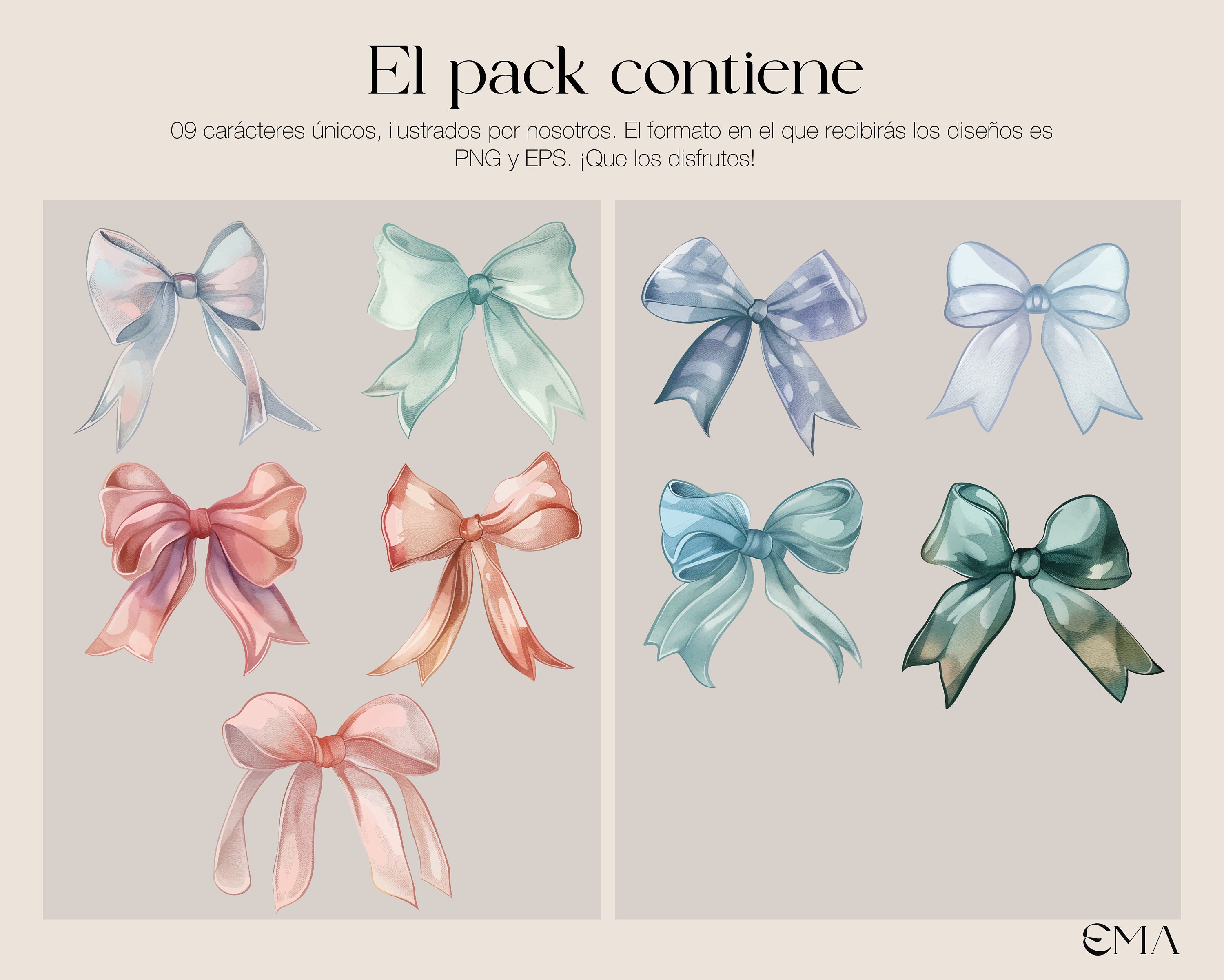 COQUETTE Bows Clipart PNG in Watercolor for Graphic Resources, Clipart ...