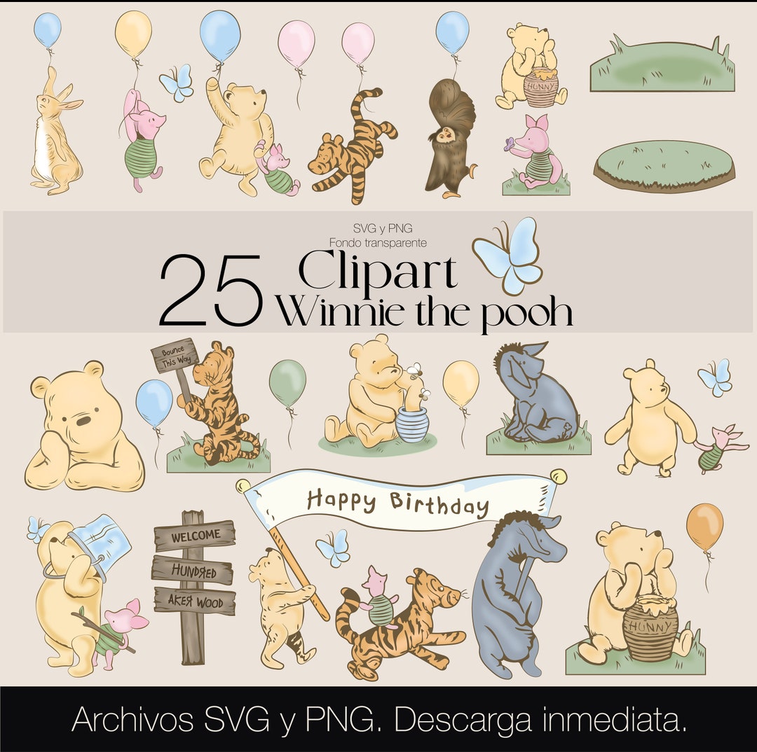 Winnie the Pooh Clip Art/ 25 SVG Designs/ Classic Winnie the Pooh ...