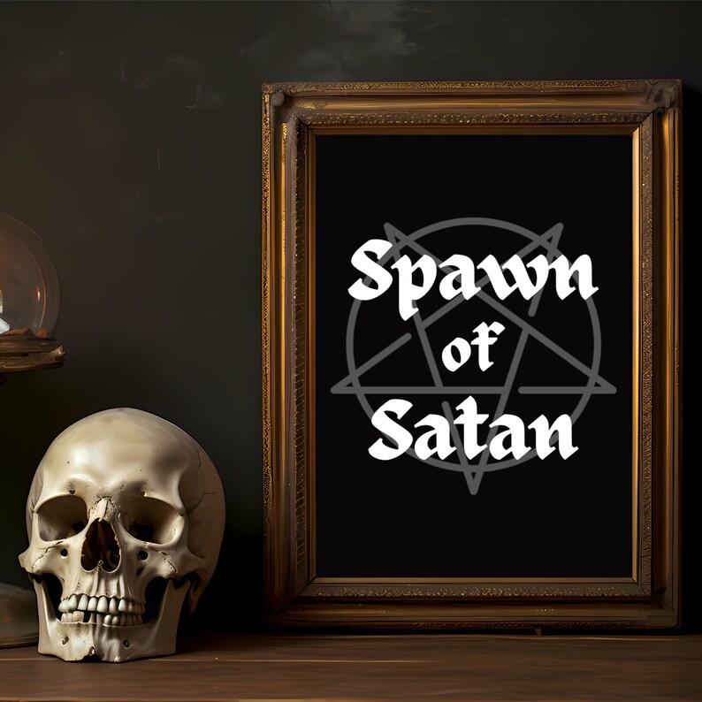 Funny spawn of Satan Digital A4 Wall Art Print Cute Spooky Demon Devil ...