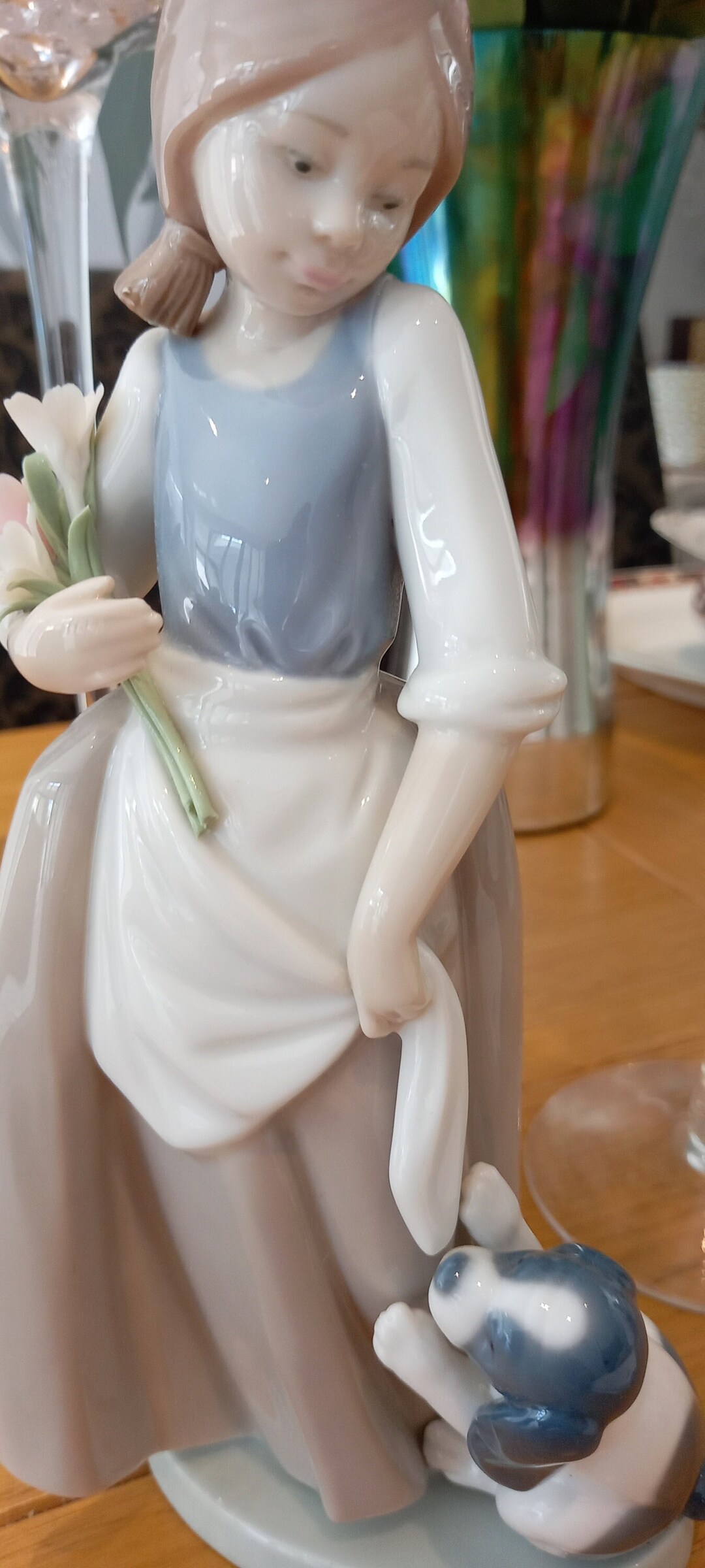 Nao Lladro Girl With Dog Holding Flowers. - Etsy