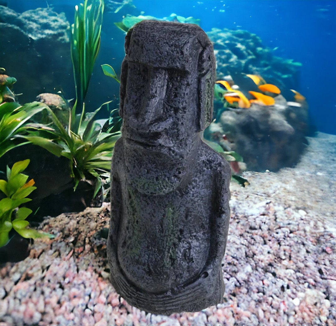 Moai Stonehead Aquarium Decoration - Stylish Aquascape Statue - Fish ...