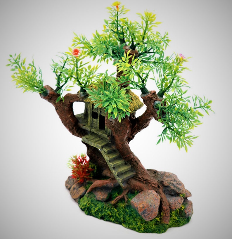 Enchanting Tree House Resin Aquarium Decor - 19.5x27x12cm - Aquatic ...