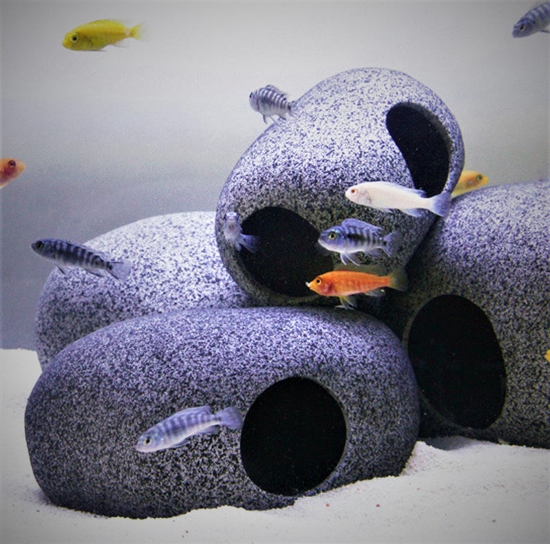 Hollow Resin Stone Aquarium Decor - 17cm - Cichlid Fish Cave, Shrimp ...