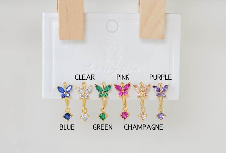Butterfly Huggie Hoop Earrings With Charm, Sterling Silver Earrings ...