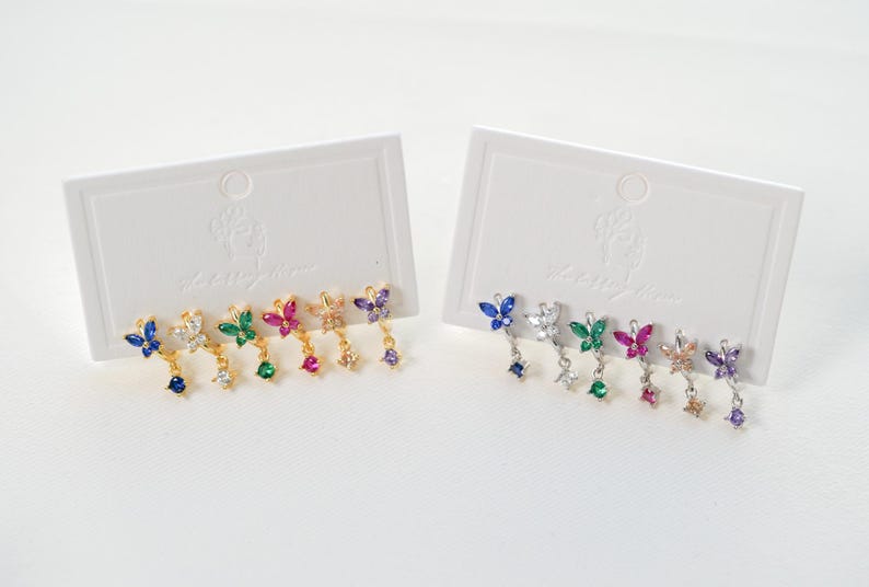 Butterfly Huggie Hoop Earrings With Charm, Sterling Silver Earrings ...