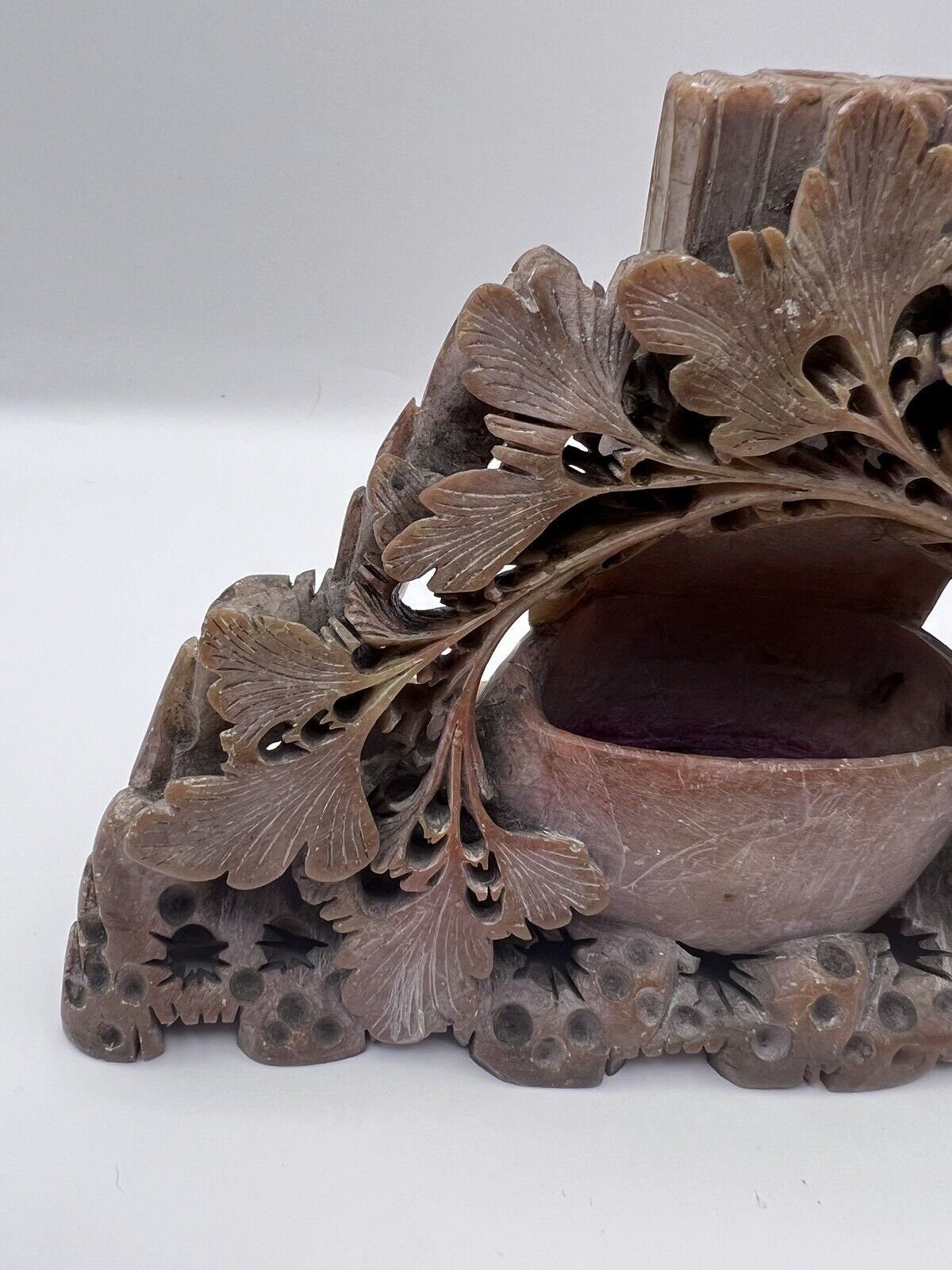 Vintage Chinese Carved Soapstone Table Top Sculpture Vase Incense ...