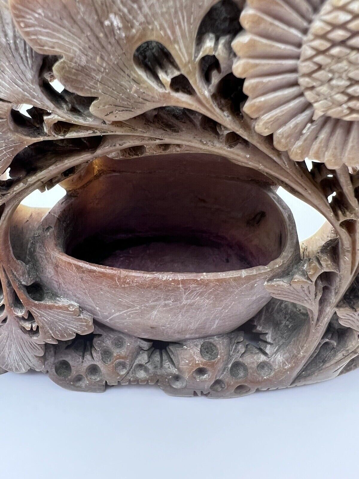 Vintage Chinese Carved Soapstone Table Top Sculpture Vase Incense ...