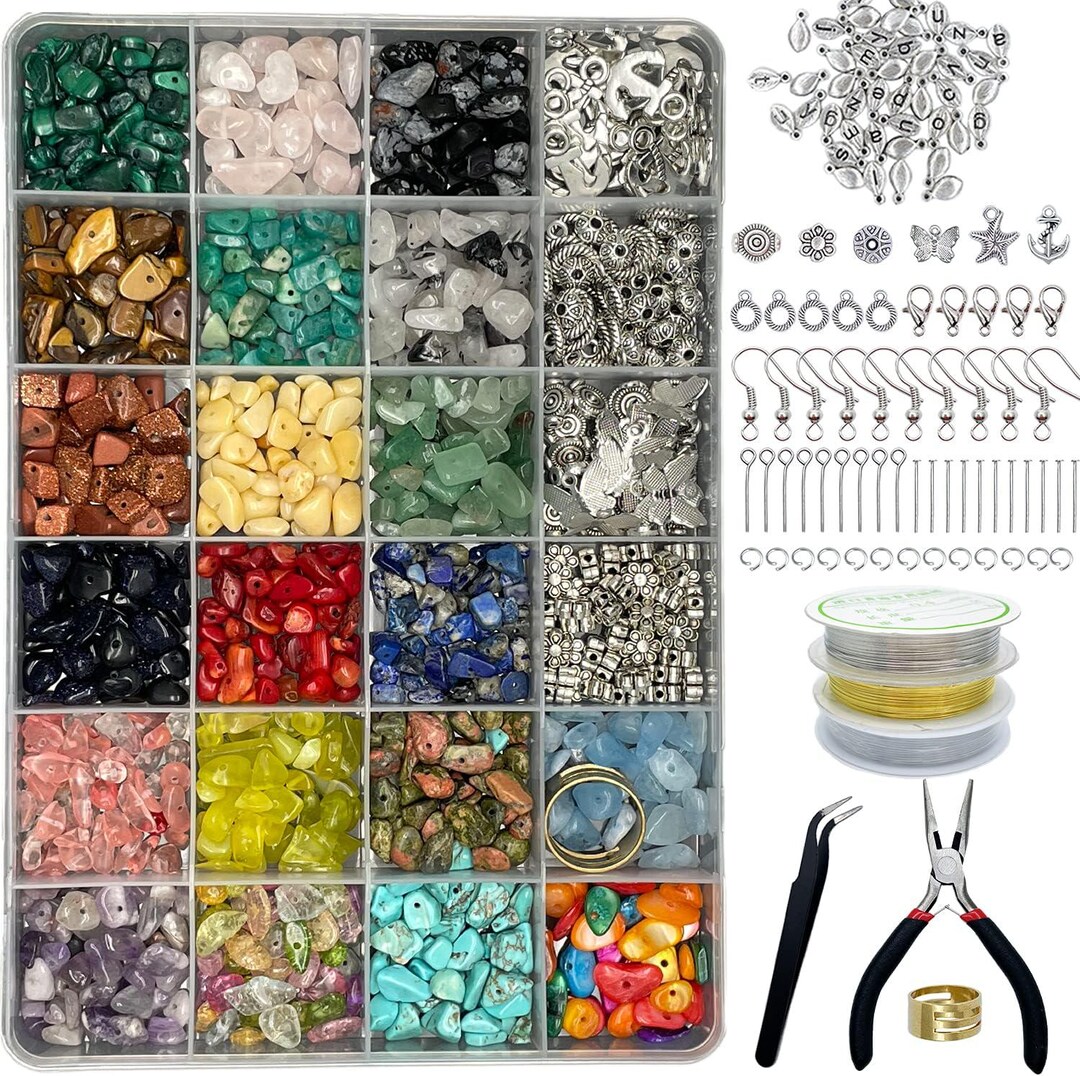 DIY Jewelry Making Kit, Gemstone Beads, Pendants, Findings - Etsy