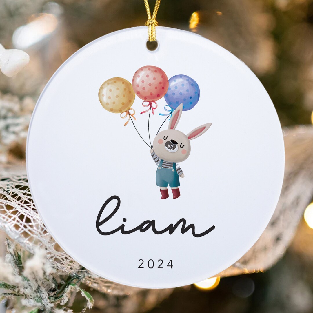 Personalized Easter Gift Basket Tags, Easter Bunny Ornament, Kids Name ...