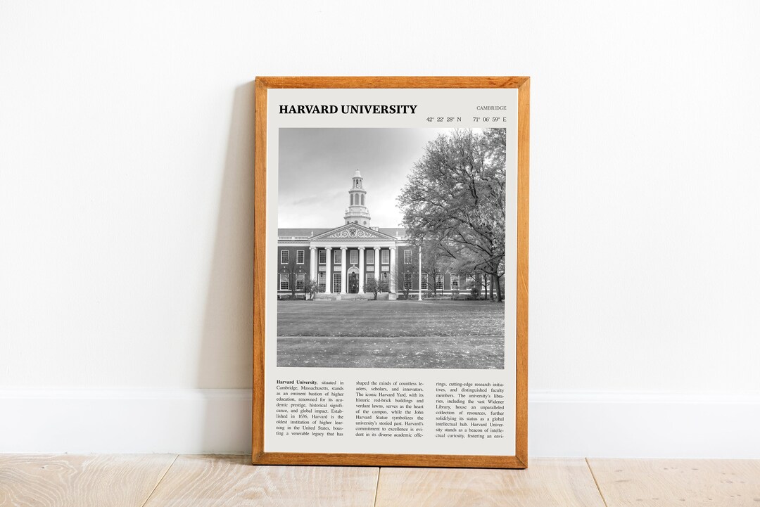 Harvard University Digital Wall Art Poster Black White Harvard ...