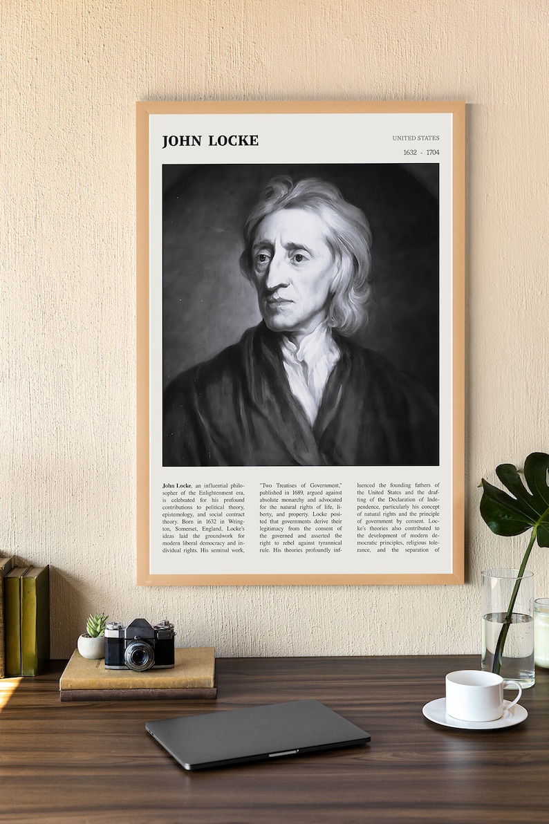 John Locke Wall Art Poster Digital John Locke Philosopher Black White Poster PRINTABLE Digital ...