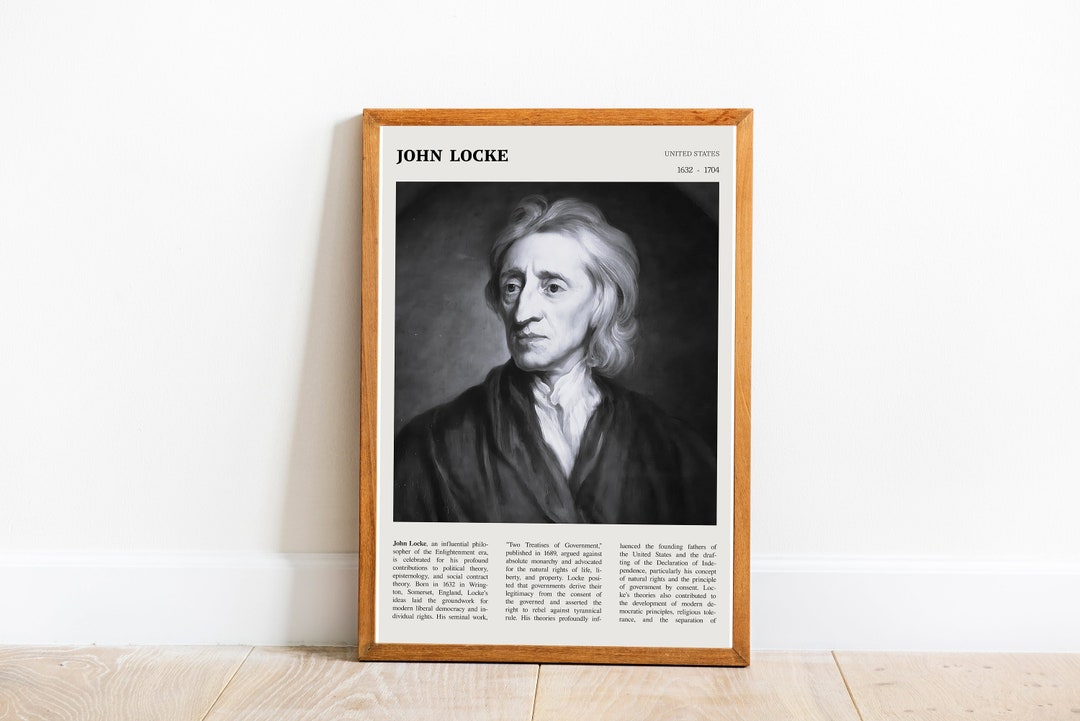 John Locke Wall Art Poster Digital John Locke Philosopher Black White ...