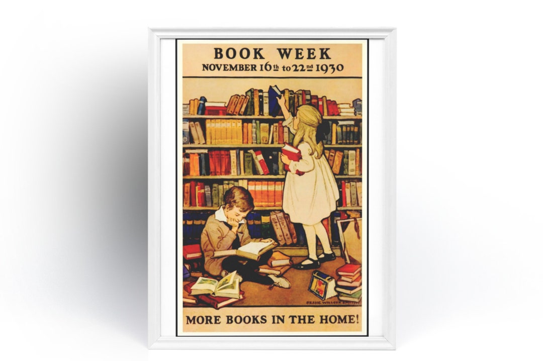 Book Week Reading Poster Library Decor Vintage More Book in - Etsy