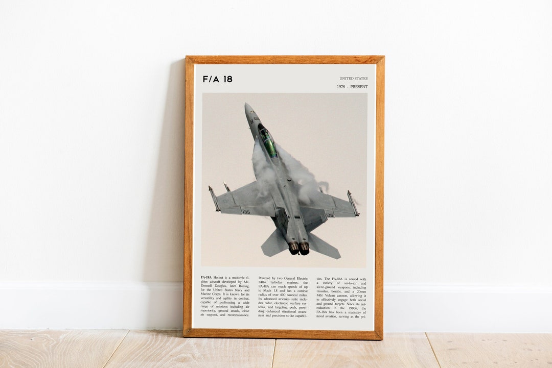 F/A-18 Hornet Wall Art Fighter Aircraft Printable Poster F/A-18 Hornet ...
