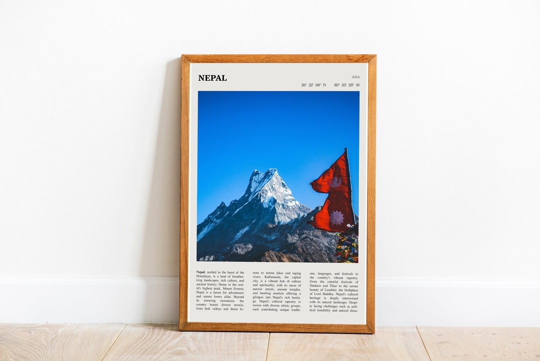 Nepal Wall Art Printable Poster Nepal Katmandu Digital Black White ...