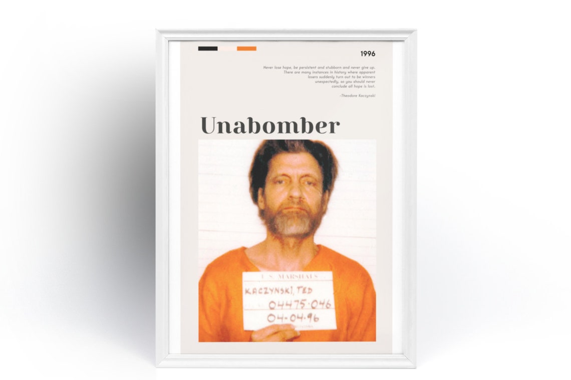Theodore Kaczynski Unabomber Poster Wall Art Domestic Terrorist ...