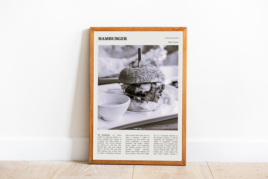 Hamburger Print Wall Art Poster Hamburger Fast Food Kitchen Printable ...