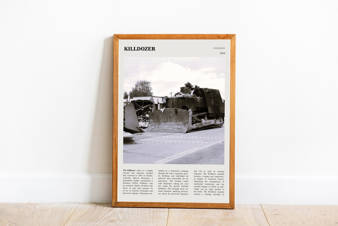 Killdozer Wall Art Poster Digital Marvin Heemeyer Black White Killdozer ...