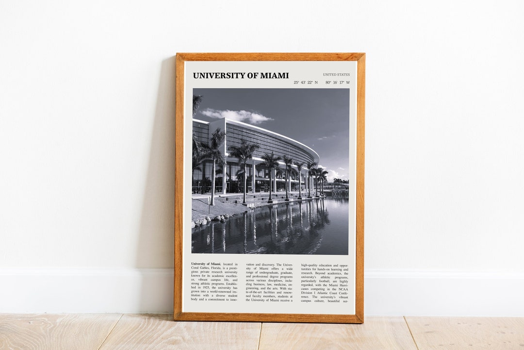 University of Miami Wall Art Poster Digital University of Miami Black ...