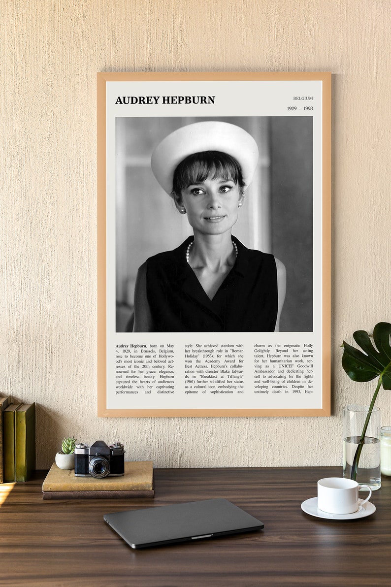 Audrey Hepburn Wall Art Printable Poster Audrey Hepburn British Actress ...