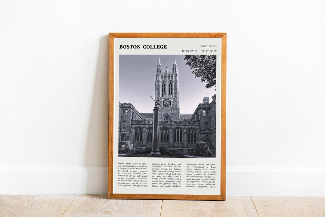 Boston College Wall Art Poster Boston College Digital Black White ...