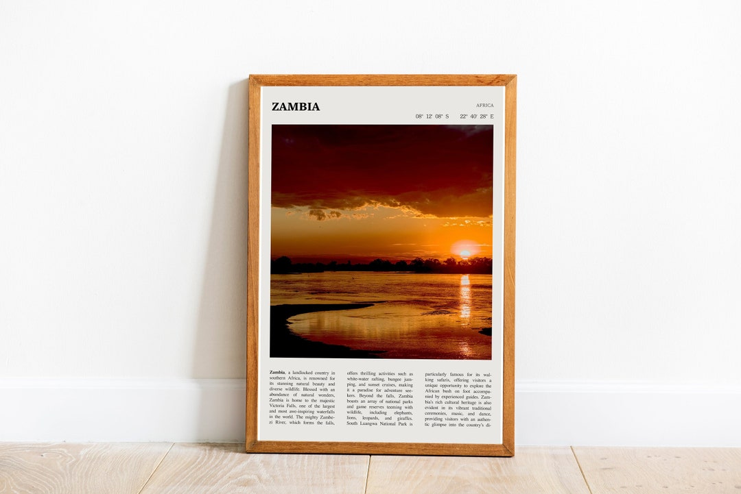 Zambia Africa Wall Art Printable Poster Zambia Africa Digital Black ...