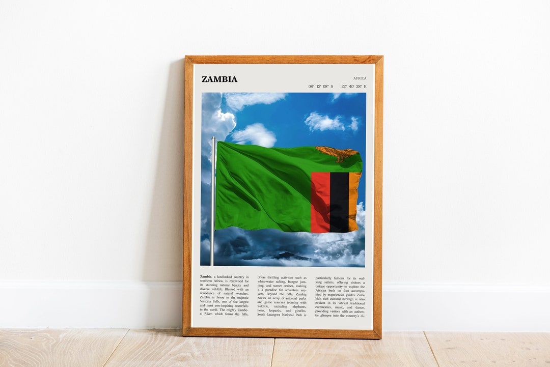 Zambia Flag Digital Art Africa Wall Art Printable Poster Zambia Africa ...
