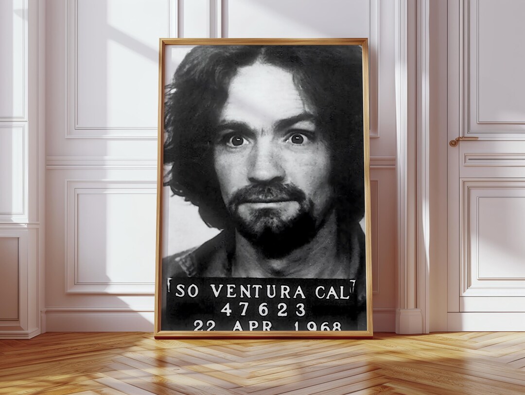 Charles Manson Mugshot Poster Wall Art Seril Killer Quote Criminal Cult ...