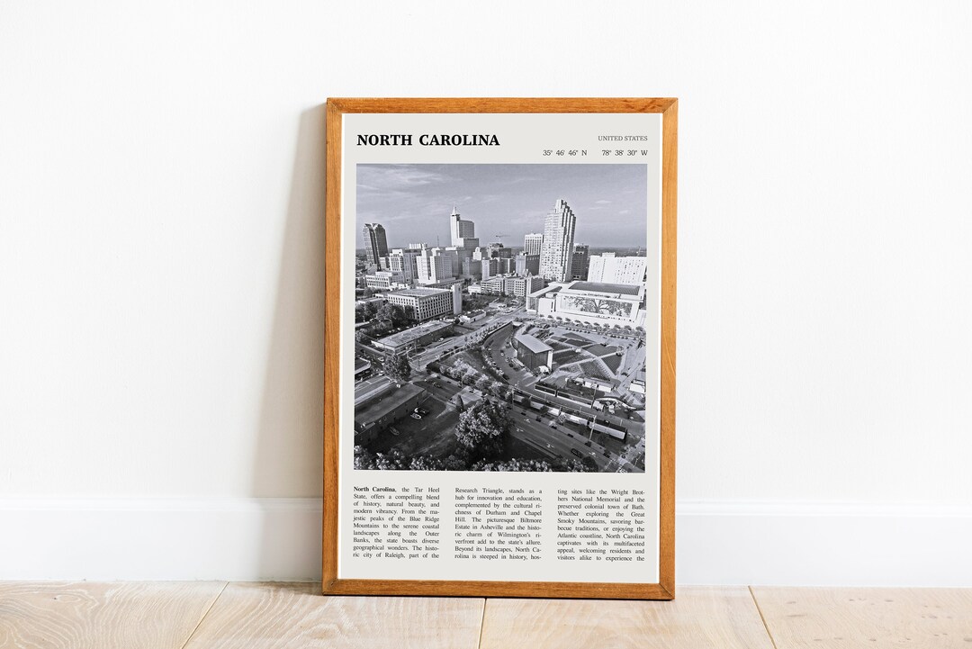 North Carolina Wall Art Printable Poster North Carolina Digital Black ...