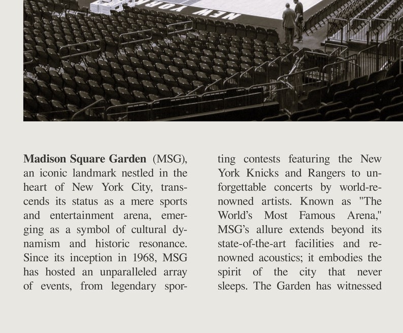 Madison Square Garden Wall Art MSG Poster Digital Madison Square Garden ...
