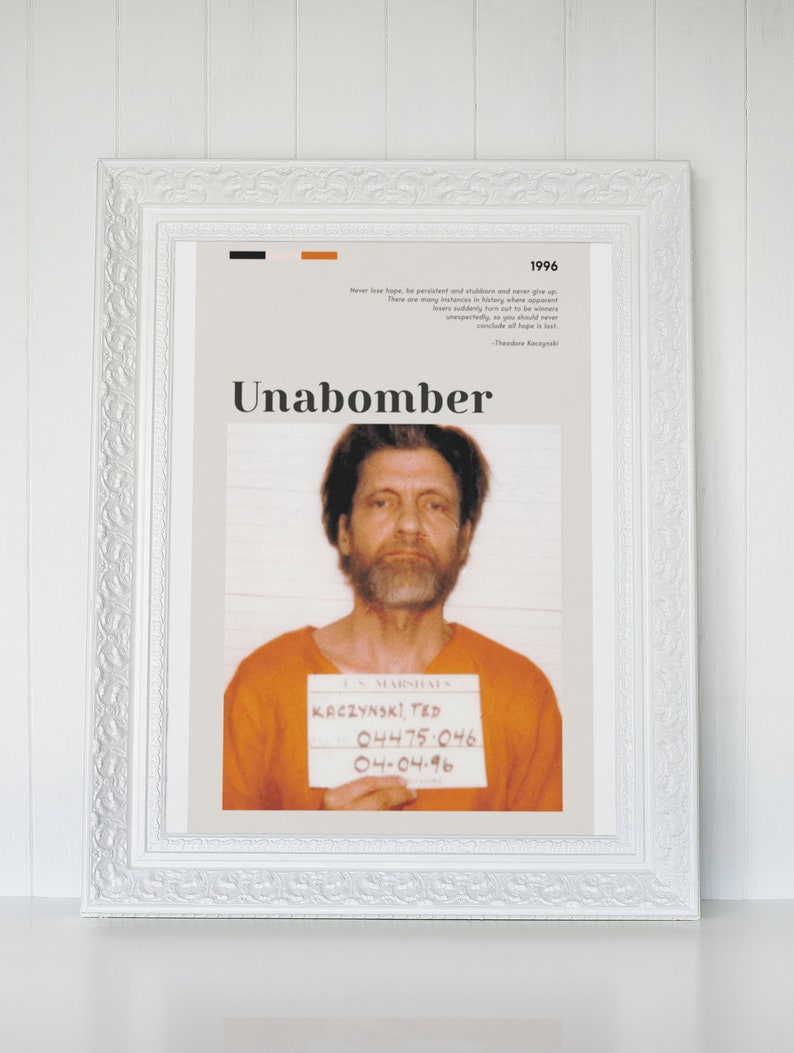 Theodore Kaczynski Unabomber Poster Wall Art Domestic Terrorist ...