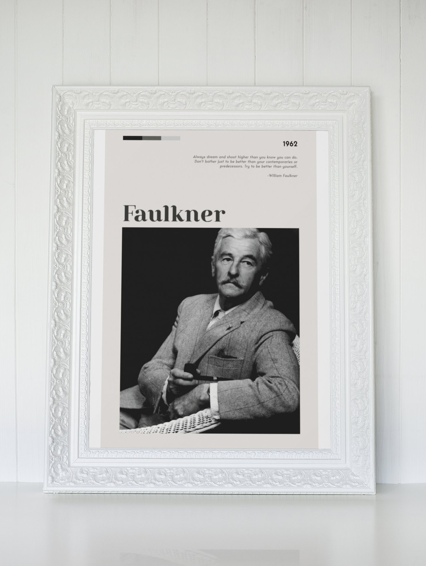William Faulkner Poster Wall Art Quote Vintage Writer Sound and the ...