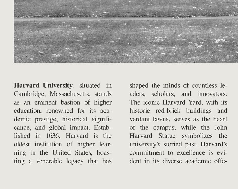 Harvard University Digital Wall Art Poster Black White Harvard ...
