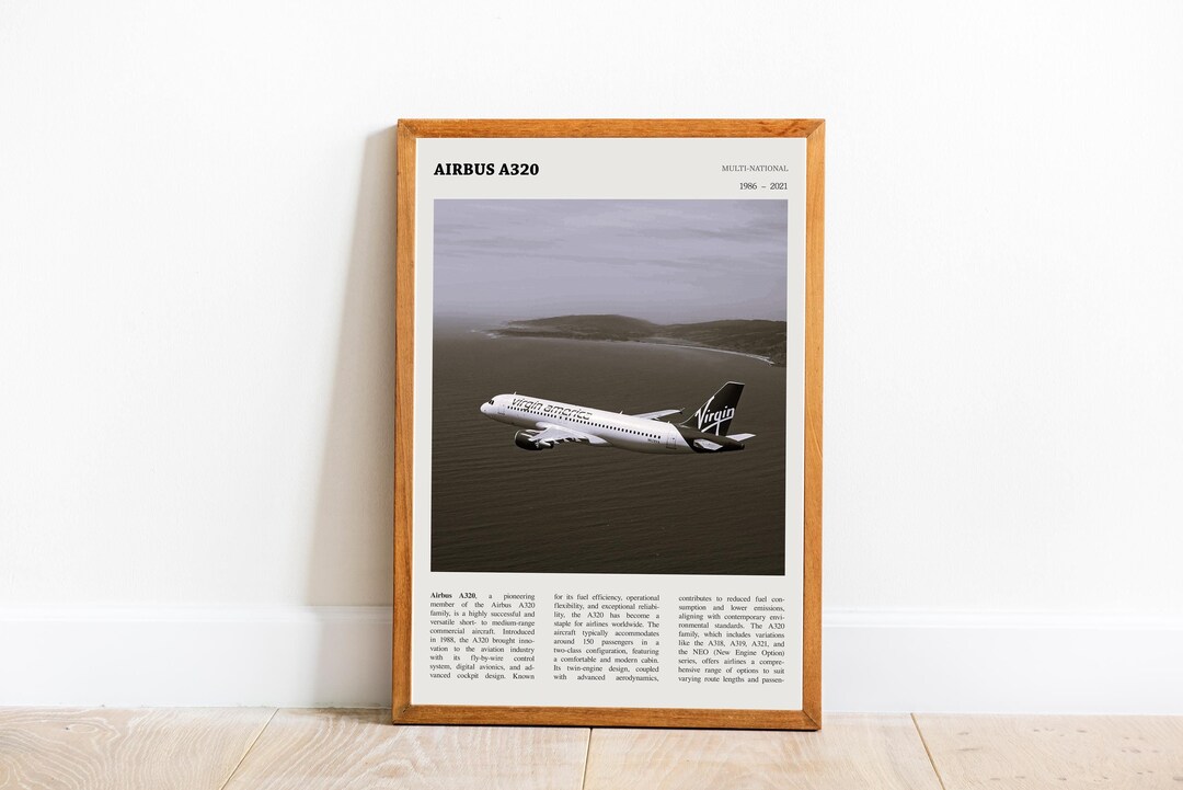 Airbus A320 Print Wall Art Poster Aviation Airplane Plane Aircraft ...