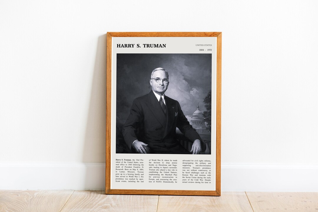 Harry S. Truman Wall Art Printable Poster President Harry S. Truman ...