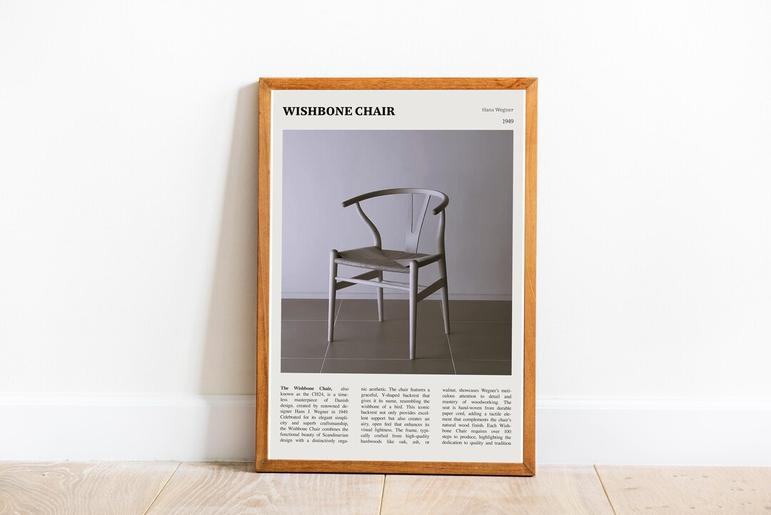 CH24 Wishbone Chair Print Wall Art Wishbone Furniture Mid Century ...
