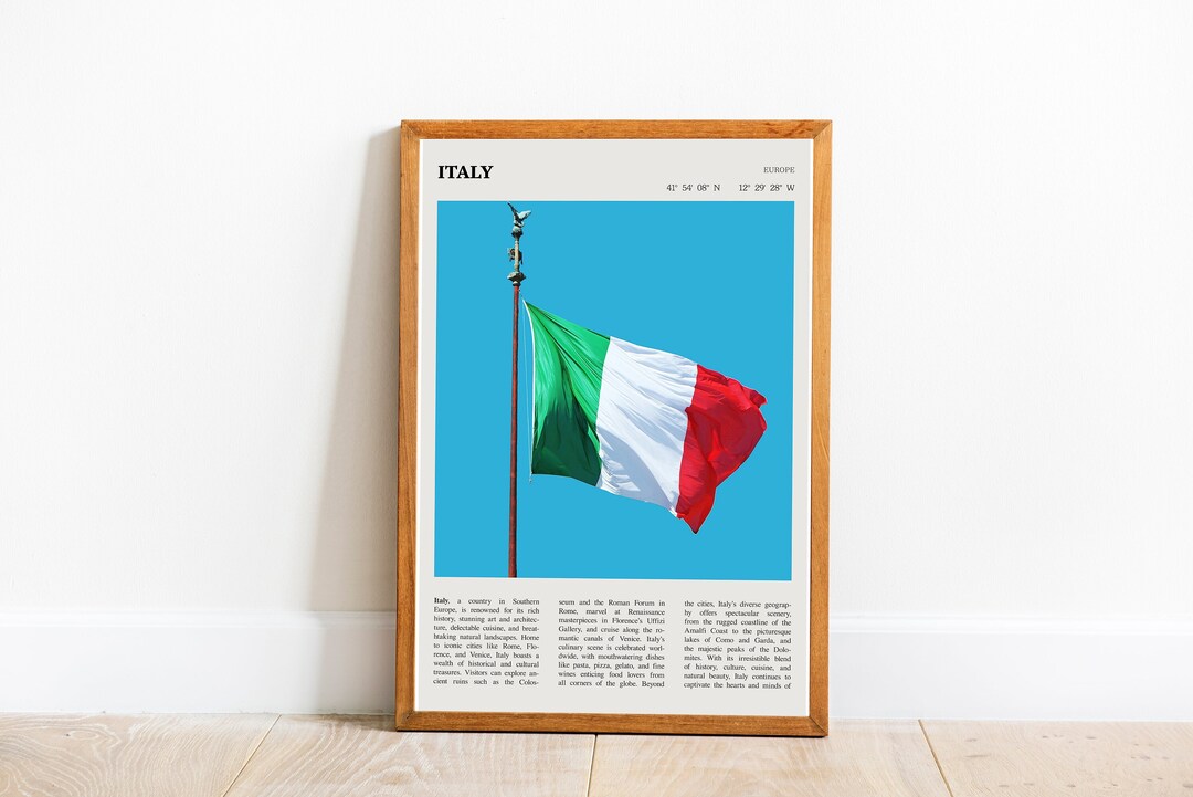 Italy Flag Print Madrid Rome Torino Wall Art Poster Italy Flag ...