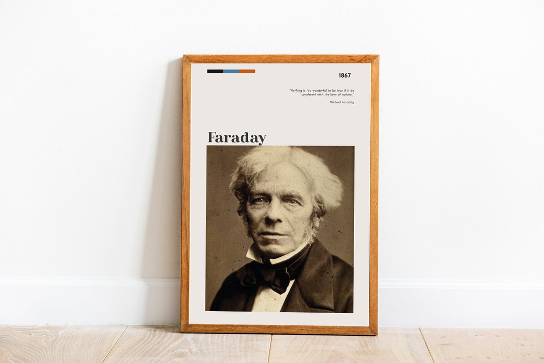 Michael Faraday Wall Digital Art Poster Michael Faraday Vintage Antique ...