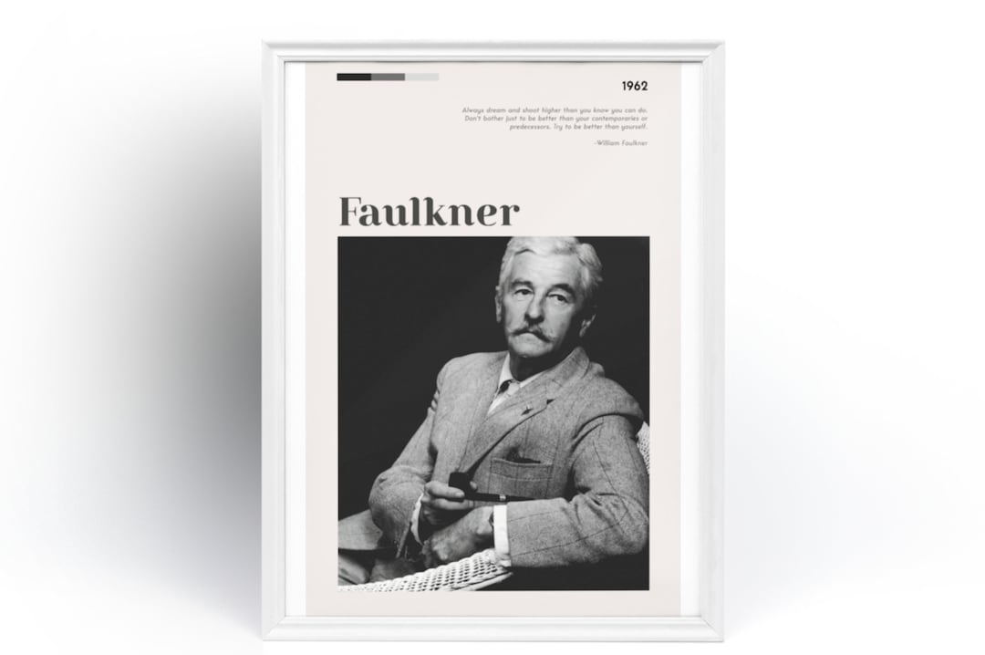 William Faulkner Poster Wall Art Quote Vintage Writer Sound - Etsy