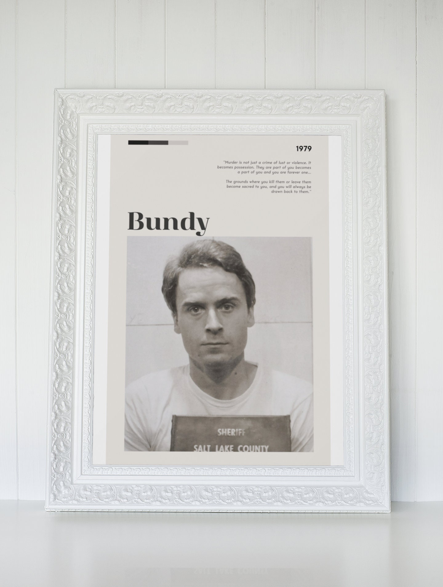Ted Bundy Mugshot Poster Wall Art Serial Killer Quote Theodore Robert ...
