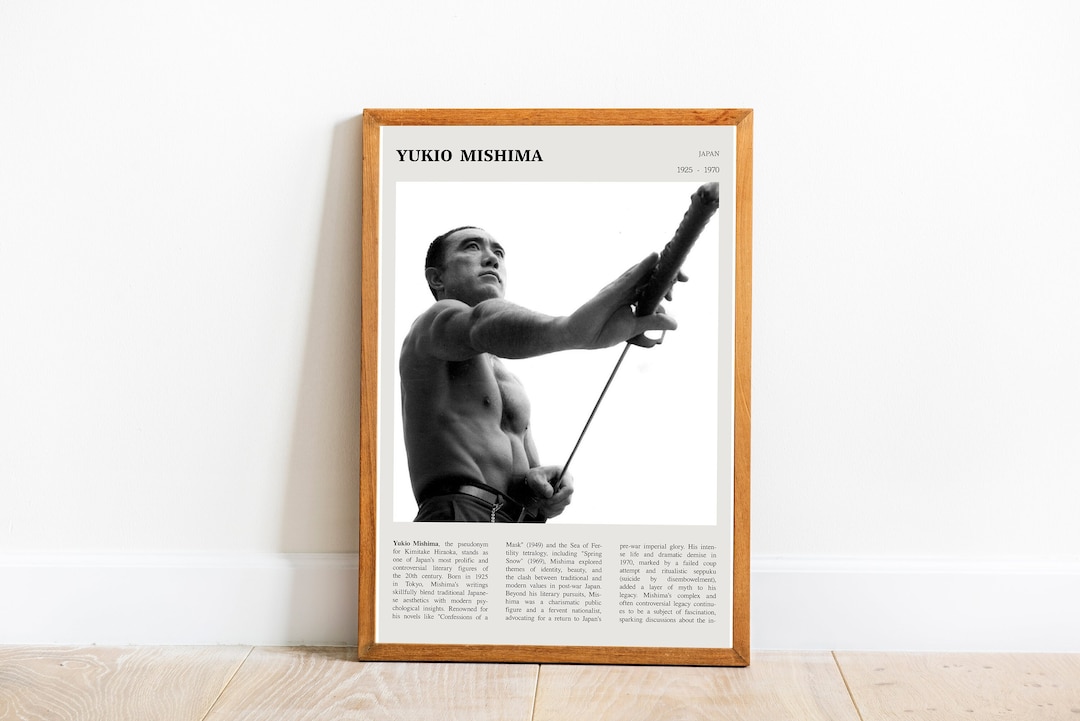 Yukio Mishima Print Wall Art Yukio Mishima Poster Digital Black White ...