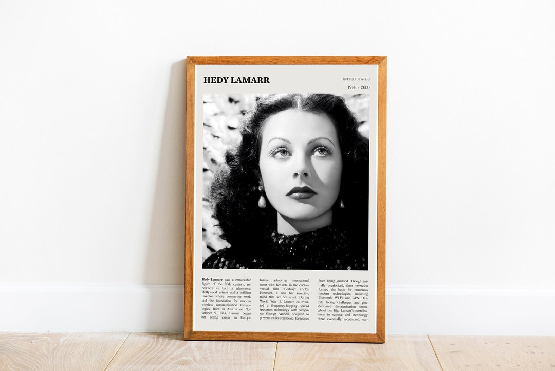 Hedy Lamarr Wall Art Printable Poster Hedy Lamarr Actress Digital Black ...