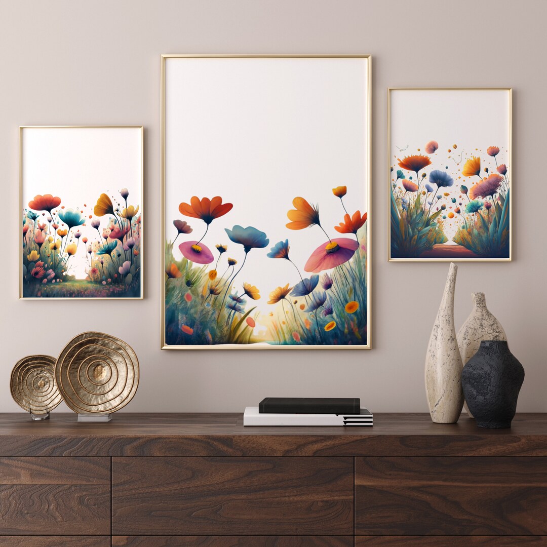 Set of 3 Prints,set of 3 Wall Art,set of 3 Floral Prints,flower Prints ...