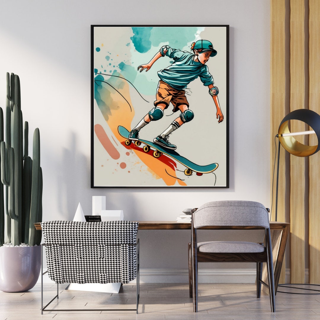 Skateboard Wall Art,skateboard Art,skateboard Print,skateboard,boys ...