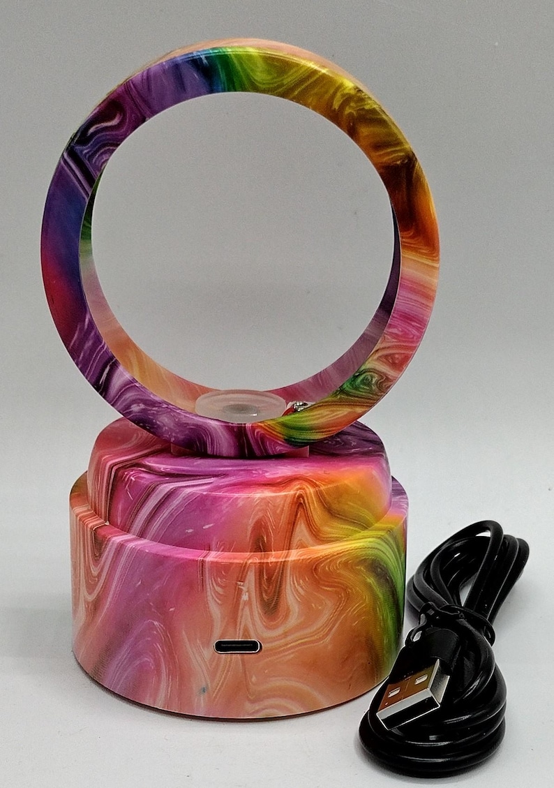 USB Color Changing Spinning Crystal Sphere Stand – Rotating LED Light ...