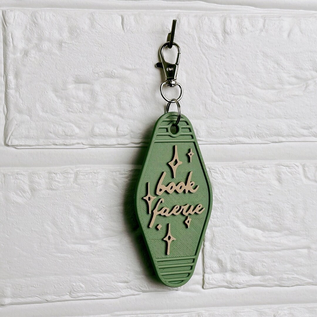 Retro Motel Hotel Bookish Keychain Book Faerie Green and Beige 3D ...