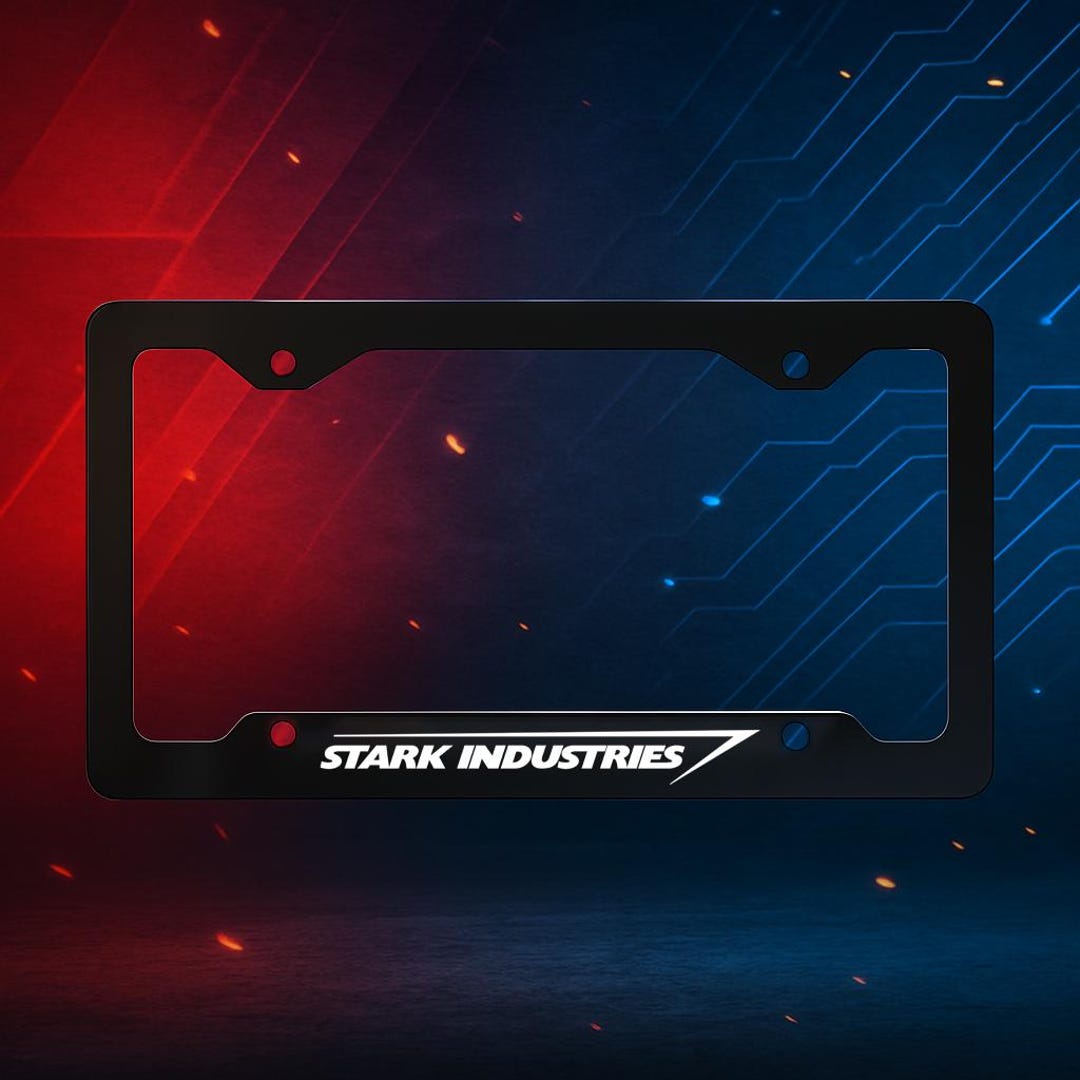 Stark Industries License Plate Frame | Futuristic Tech Car Plate Holder ...