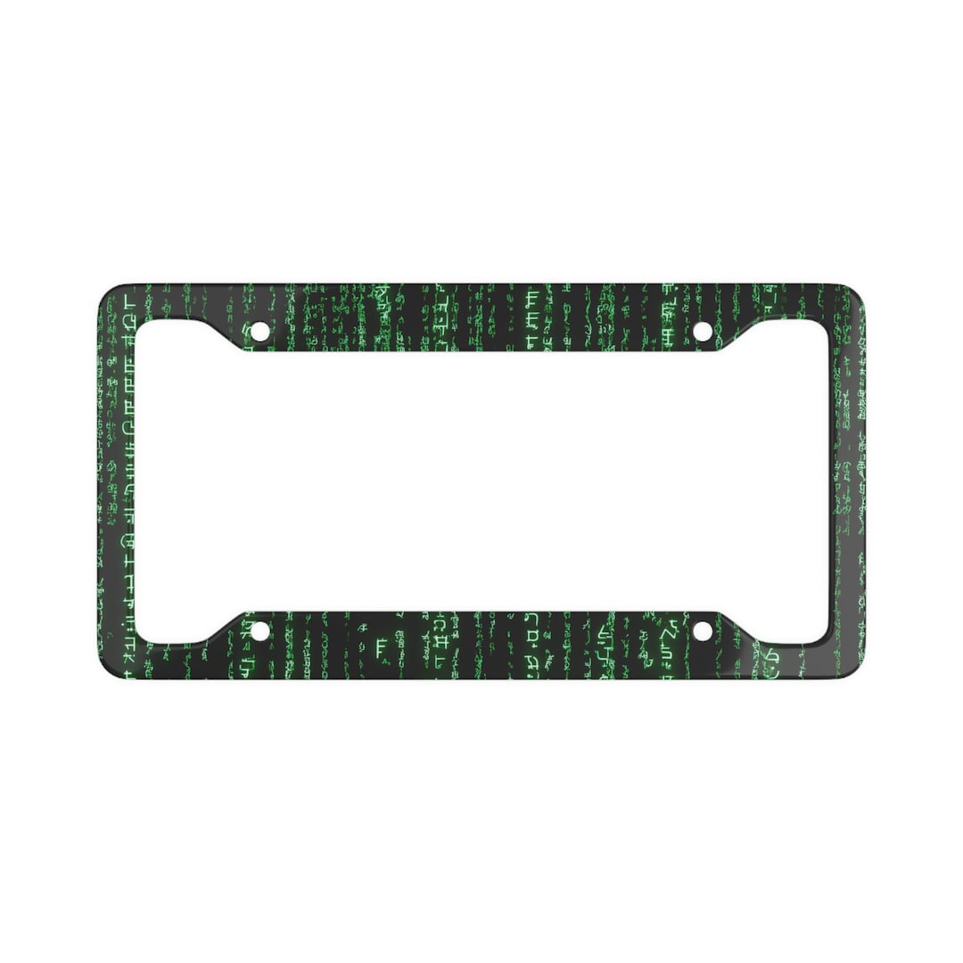Digital Rain License Plate Frame, Glowing Green Code Car Accessory ...