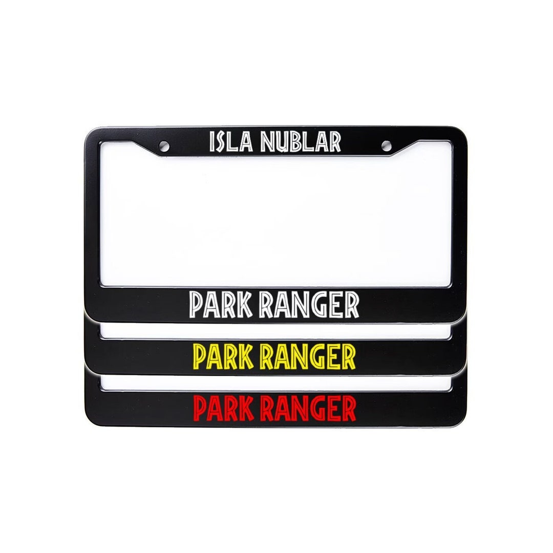Isla Nublar Park Ranger License Plate Frame, Metal Dinosaur Park Number ...